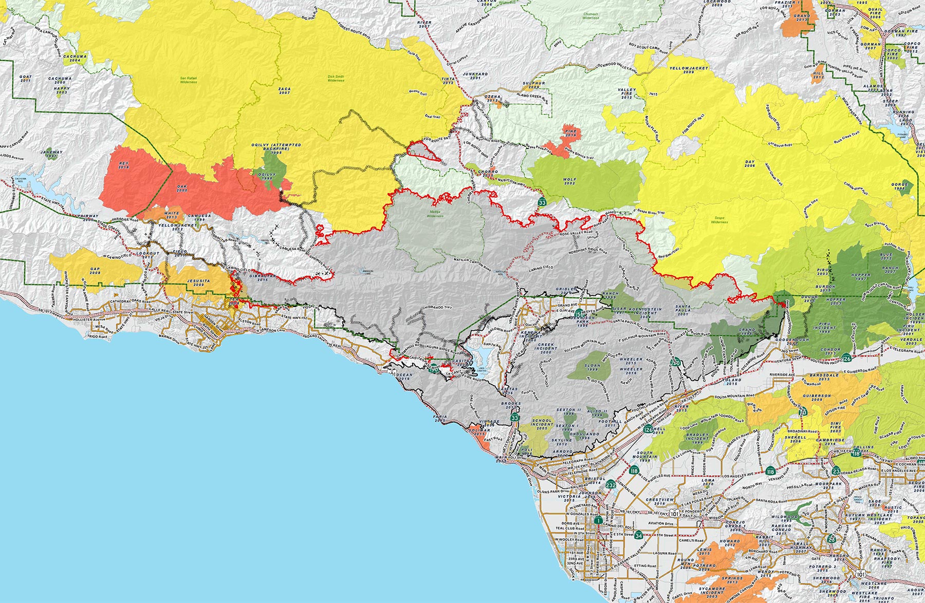 Maps Bring Perspective to the Thomas Fire's Run on Montecito